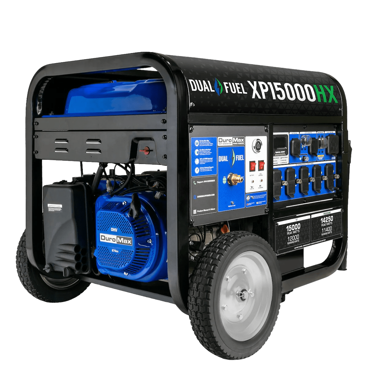 DuroMax XP15000HX 12000W/15000W Dual Fuel Gas Propane Generator with R