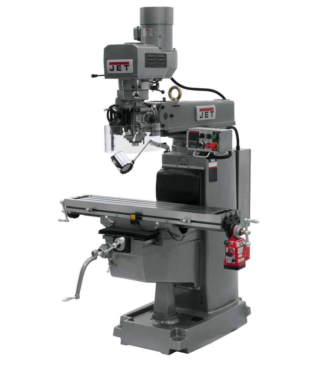 JET JTM-1050EVS2/230 Mill with X-Axis Powerfeed and Air Powered Draw B