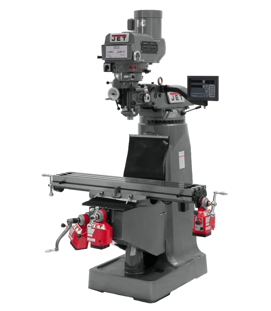 JET JTM-4VS Mill with 3-Axis Newall DP700 DRO (Knee) with X, Y and Z-A