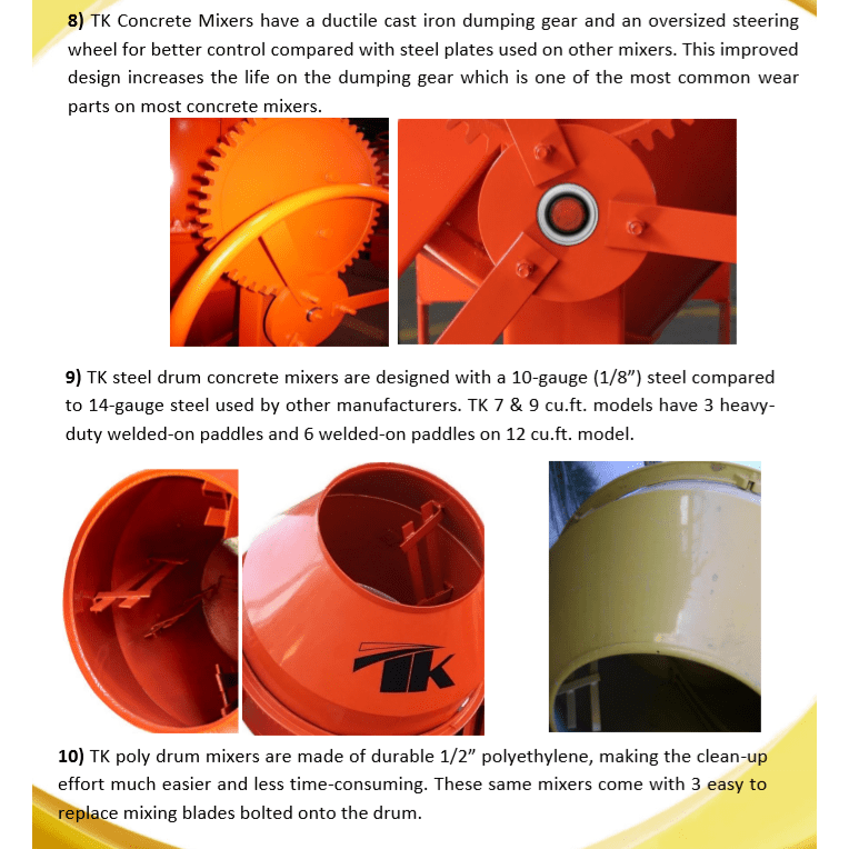 9 cu ft.0 Towable Steel Drum Concrete Cement Mortar Plaster Mixer W/ 1